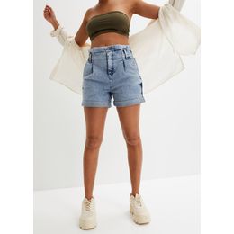 bonprix Paperbag Jeans-Shorts, blau, mit Baumwolle