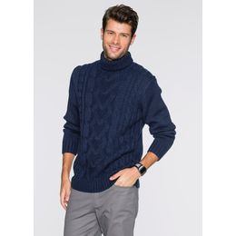 bonprix Rollkragenpullover mit Zopfmuster, blau