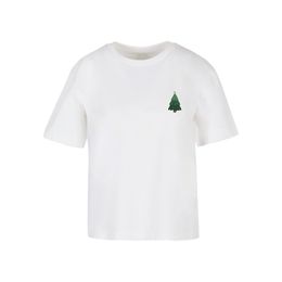 Merchcode T-Shirt 'Christmas Holly Jolly Mood' Damen Gr&ouml;&szlig;e XS tanne / dunkelpink / rot / wei&szlig;