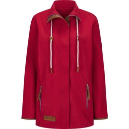 CR&Eacute;ATION L Damen Sweatjacke mit Paspeln aus Leder-Imitat rot Gr&ouml;&szlig;e 36