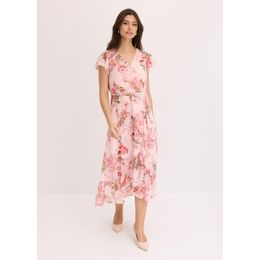 bonprix Chiffonkleid mit Volants, rosa, Gr.42, Modernes Kleid mit Volant
