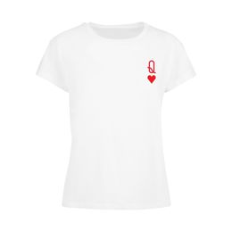Merchcode T-Shirt 'Hugs & Love - Queen of Hearts' Damen Gr&ouml;&szlig;e XS blutrot / wei&szlig;