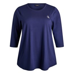 Active By Zizzi Funktionsshirt 'Abasic One' Damen Gr&ouml;&szlig;e XXXL/4XL navy / wei&szlig;