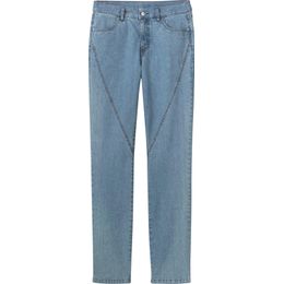 Damen Jeans mit Ziern&auml;hten vorne blue-bleached, Gr&ouml;&szlig;e 50