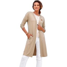 Damen Shirtjacke in offener Form beige, Gr&ouml;&szlig;e 36