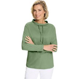 Damen Langarmshirt mit Bindeband am Ausschnitt eucalyptus, Gr&ouml;&szlig;e 38