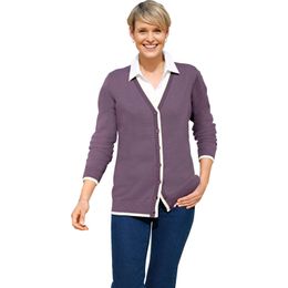 Damen Strickjacke aus reiner Baumwolle feige-ecru, Gr&ouml;&szlig;e 50