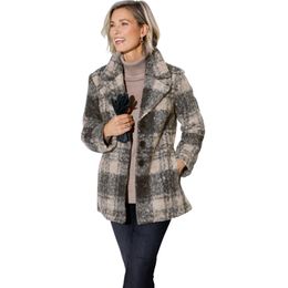 Damen Boucl&eacute;jacke mit Karo-Muster schwarz-sesam-kariert, Gr&ouml;&szlig;e 44