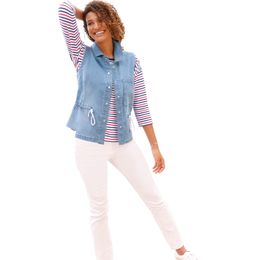 Damen Jeansweste mit Kordelg&uuml;rtel blue-bleached, Gr&ouml;&szlig;e 52