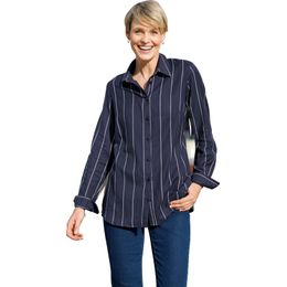 Damen Longbluse im Streifen-Dessin marine-ecru-gestreift, Gr&ouml;&szlig;e 52