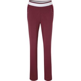 Damen Sweathose mit gestreiftem Rundum-Dehnbund bordeaux, Gr&ouml;&szlig;e 46