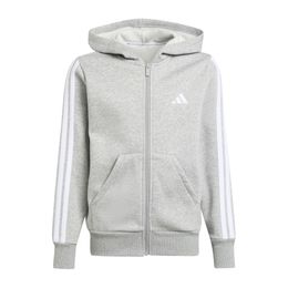 adidas Sportswear Sportsweatjacke 'Essentials Full-Zip Hoodie' Jungen Gr&ouml;&szlig;e 176 graumeliert / wei&szlig;