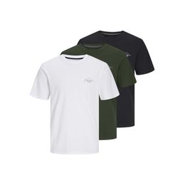 Jack & Jones Jack & Jones T-Shirt 'JJFerris' Herren Gr&ouml;&szlig;e XXL dunkelgr&uuml;n / schwarz / wei&szlig;