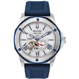Bulova Herren Automatikuhr "Marine Star Automatic", blau, Armbanduhren, Armbanduhr, Herrenuhr, Automatik, Silikonarmband