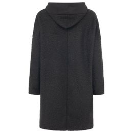Zwillingsherz Damen Kurzmantel ""Neon"", schwarz, unifarben, Boucl&eacute;, Obermaterial: 100% Polyacryl, M&auml;ntel, aus Teddystoff mit Kapuze, Rei&szlig;verschluss