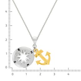 Firetti Damen Kette mit Anh&auml;nger "Geschenk Silber 925 Halsschmuck Halskette Ankerkette Windrose Anker", Silber 925 (Sterlingsilber), L: 45 B: 1,5mm,