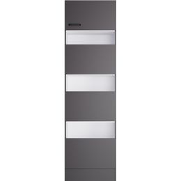 Hochschrank Optifit, B:60cm H:210cm T:57,1cm, grau, Holzwerkstoff, K&uuml;che, Schr&auml;nke, "OPTImulti", Breite 60 cm, mit 4 T&uuml;ren, einfache W&auml;schesortierung