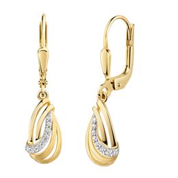 Firetti Damen Paar Ohrh&auml;nger "Schmuck Geschenk Gold 333 Ohrschmuck Ohrringe Welle bicolor", Gelbgold 333gelbgoldfarben, wei&szlig;goldfarben, kristallwei&szlig;,