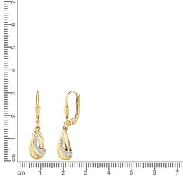 Firetti Damen Paar Ohrh&auml;nger "Schmuck Geschenk Gold 333 Ohrschmuck Ohrringe Welle bicolor", Gelbgold 333gelbgoldfarben, wei&szlig;goldfarben, kristallwei&szlig;,