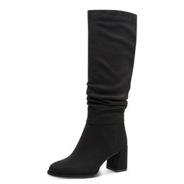 Tamaris Damen Stiefel, Gr. 39schwarz, Textil, Veloursleder, unifarben, Schuhe, Blockabsatz, Langschaftstiefel in veganer Verarbeitung