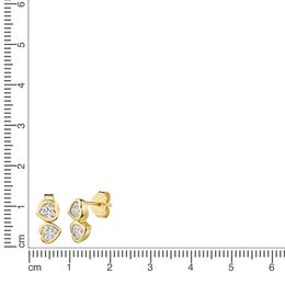 Firetti Damen Paar Ohrstecker "Schmuck Geschenk Silber 925 Ohrschmuck Ohrringe Herz", 4,5mm, Silber 925 (Sterlingsilber)gelbgoldfarben, kristallwei&szlig;,
