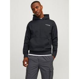 Jack & Jones JACK & JONES Herren Kapuzensweatshirt "JCOAERO PRINT SWEAT HOOD NOOS", schwarz, Gr. S, bedruckt, angeraute Sweatware, Obermaterial: 58% Polyester,