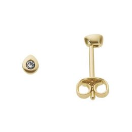 Firetti Damen Paar Ohrstecker "Schmuck Geschenk Gold 333 Ohrschmuck Tropfen Solit&auml;r", 0,03 P2 = erkennbare Einschl&uuml;sse, Diamanten Gelbgold 333, gold,