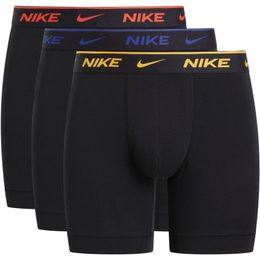 NIKE UNDERWEAR Damen Boxershorts "BOXER BRIEF 3PK", Gr. Sblk, un gld, pic rd, dp royal bl lg wb, Jersey, Obermaterial: 95% Baumwolle, 5% Elasthan,