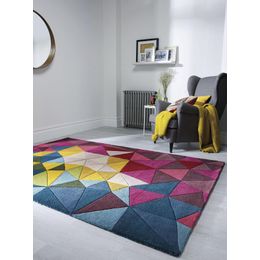 Wollteppich FLAIR RUGS, B:120cm H:10mm L:170cm, bunt, Wolle, Wohnzimmer, Teppiche, "Falmouth, 100% Wolle", aus Naturfaser, bunt, Teppich, Wohnzimmer,