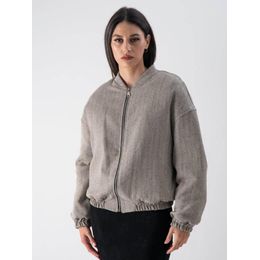 MND &Uuml;bergangsjacke 'Bomber with Ruffled Hem' Damen Gr&ouml;&szlig;e L/XL grau
