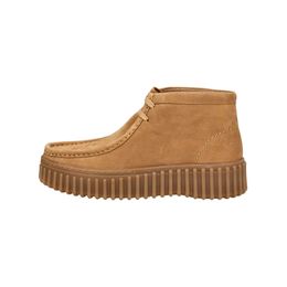 Clarks Damen Plateaustiefelette "Clarks Stiefelette Nubukleder", Gr. 37, braun, Nubukleder, Schuhe