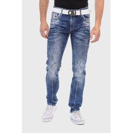 Cipo & Baxx CIPO & BAXX Herren Straight-Jeans "Jeans", blau, Gr. 31, unifarben, 99% Baumwolle, 1% Elasthan, Jeans, im trendigen Design