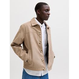 Jack & Jones JACK & JONES Herren Hemdjacke "JJECASABLANCA SHACKET SN", beige, Gr. M, unifarben, Web, Obermaterial: 100% Polyester, Jacken, mit auff&auml;lliger