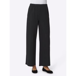 Damen Schlupfhose, schwarz, Gr. 46, unifarben, 100% Baumwolle, Hosen