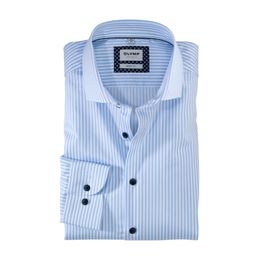 OLYMP Herren Businesshemd "Level Five body fit", blau, Gr. 45, gestreift, Web, Obermaterial: 97% Baumwolle, 3% Elastolefin, Hemden, Italienische