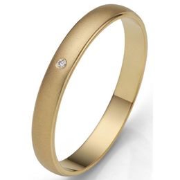 Firetti Damen Trauring "Schmuck Geschenk Gold 375 Hochzeit Ehering "LIEBE"", 60, 0,01 SI = kleine Einschl&uuml;sse mit Brillant, Gelbgold 375, 3mm, gold,
