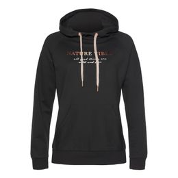 Lascana Damen Hoodie, Gr. 32, schwarz, Sweatware, Obermaterial: 60% Baumwolle, 40% Polyester, bedruckt, unifarben, Sweatshirts, mit K&auml;ngurutasche,