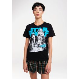 logoshirt Damen T-Shirt "Star Wars: Solo - Han Solo & Chewbacca", schwarz, Gr. M, bedruckt, 100% Baumwolle, Shirts, mit coolem Print