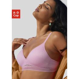 Lascana Damen Bralette-BH "Freya", Gr. 85, pink, Spitze, Obermaterial: 36% Polyamid, 29% Polyester, 27% Baumwolle, 8% Elasthan, BHs, ohne B&uuml;gel mit
