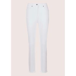 Madeleine Mode MADELEINE Damen Regular-fit-Jeans "Jeans Mid Waist Skinny-Hose mit Fransen", wei&szlig;, Gr. 48, Obermaterial: 92% Baumwolle CO. 6% Polyester PES. 2%