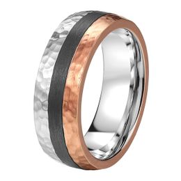 DOOSTI Damen Trauring "Schmuck Geschenk Edelstahl Trauring Ehering Partnerring LIEBE", 72, ohne Zirkonia, Carbon Edelstahl, 7mm, rosa, Carbon,