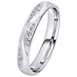 DOOSTI Damen Trauring "Schmuck Geschenk Silber 925 Trauring Ehering Partnerring LIEBE", 60,mit Zirkonia, Silber 925 (Sterlingsilber), 4mm, silber,
