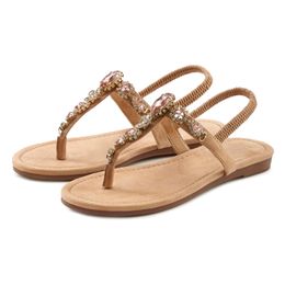 Lascana Damen Zehentrenner "Sommerschuh, offener Schuh", Gr. 43, beige, Obermaterial: 100% Textilmaterial. Decksohle: 100% Textilmaterial. Futter: