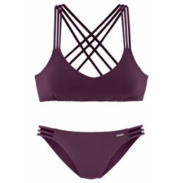 Bruno Banani Damen Bustier-Bikini, rot, Gr. 32, unifarben, Polyamid, Bikini-Sets, mit Zierb&auml;ndern