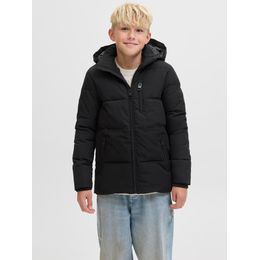 Jack & Jones Jungen Steppjacke "JJEOWEN PUFFER SN JNR", schwarz, Gr. 140, JACK & JONES JUNIOR, unifarben, Web, Obermaterial: 100% Polyester, Jacken