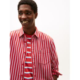 Tommy Jeans Herren Langarmhemd "TJM STRIPE TWILL"terracotta rot, stripes, Gr. XXL, Web, Obermaterial: 100% Baumwolle, Hemden, gestreift, relaxed fit