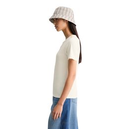Marc O'Polo Damen T-Shirt "aus weichem Rippjersey"creamy wei&szlig;, Basic, Gr. L, MARC O'POLO DENIM, unifarben, Obermaterial: 96% Baumwolle, 4% Elasthan, Shirts