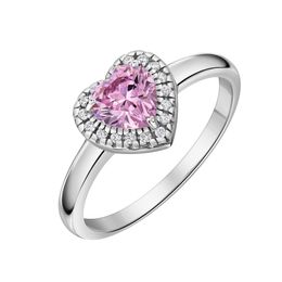 Firetti Damen Fingerring "Schmuck Geschenk Silber 925 Damenring Ring Herz", 58, Silber 925 (Sterlingsilber), 2mm, pink, Silber 925 (Sterlingsilber),