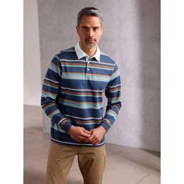 CLASSIC Herren Poloshirt "Langarm-Poloshirt", blau, Gr. 44, gemustert, gestreift, mehrfarbig, 100% Baumwolle, Shirts