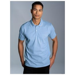 TRIGEMA Herren Poloshirt "TRIGEMA Polohemd mit Brusttasche", blau, Basic, Gr. XL, 100% Baumwolle, Shirts